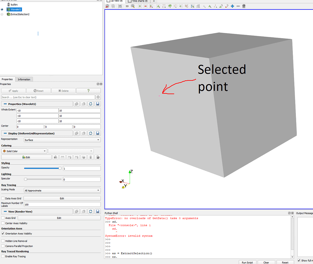 Getting coordinates of selected point in python - ParaView Support ...