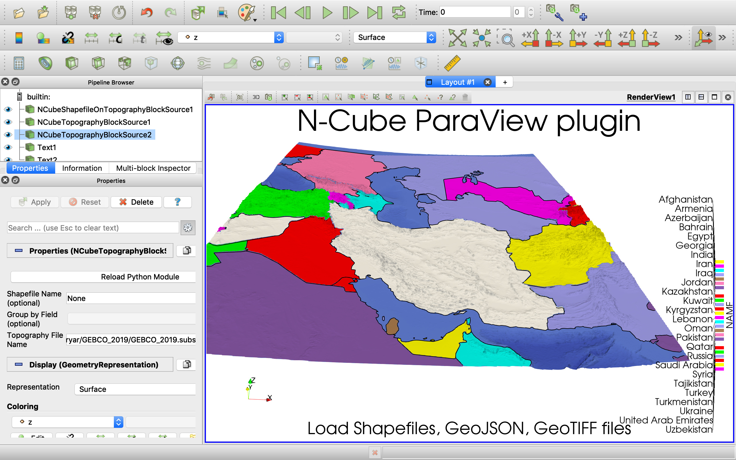 Fastest Way To Create 3D Topography Surface with Holes Development ParaView